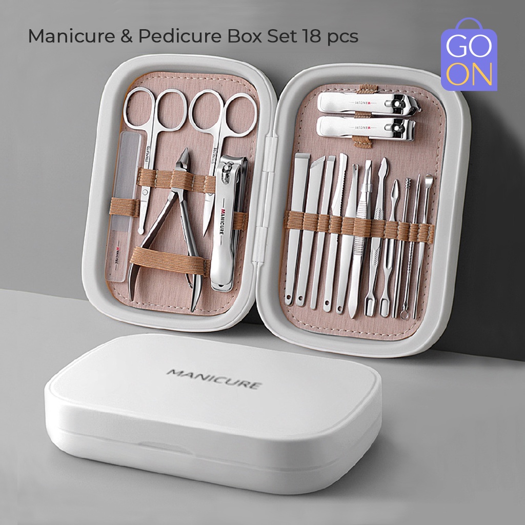 Jual [Set LUX 18 pcs] Manicure & Pedicure Box Set - Gunting Kuku Carbon ...