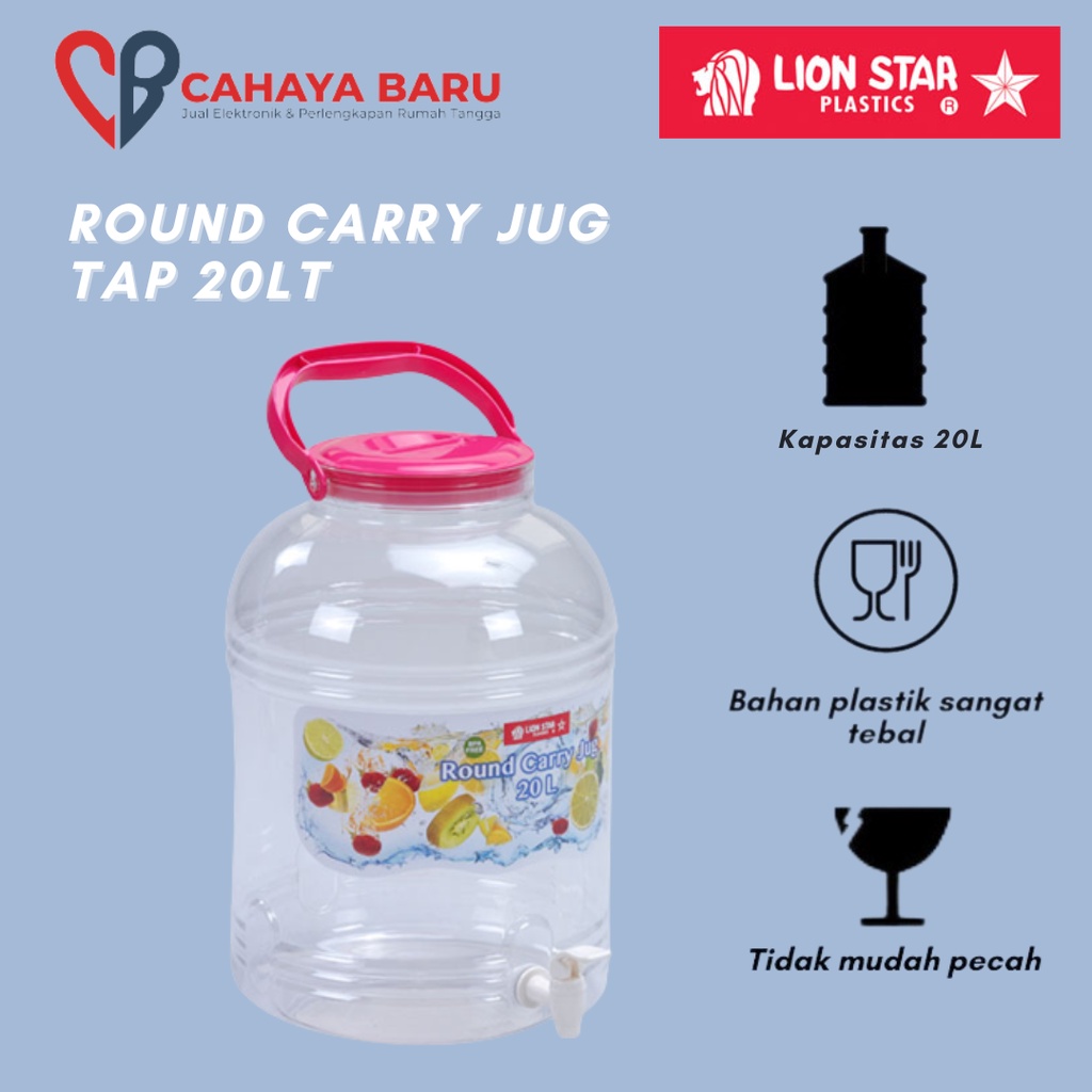 Jual LION STAR ROUND CARRY JUG TAP 20LT (GO-SEND) | Shopee Indonesia