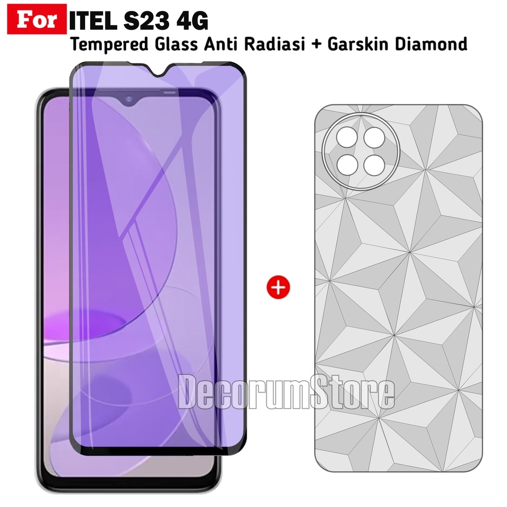 Jual Tempered Glass ITEL S23 4G Layar Blue Light Anti Radiasi Free Garskin Diamond Handphone ...
