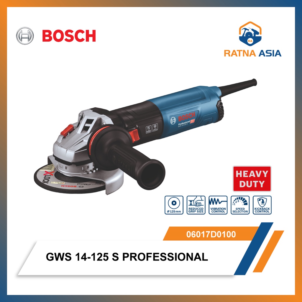 Jual Mesin Gerinda Bosch 5" GWS 14-125 S Variable Speed Angle Grinder ...