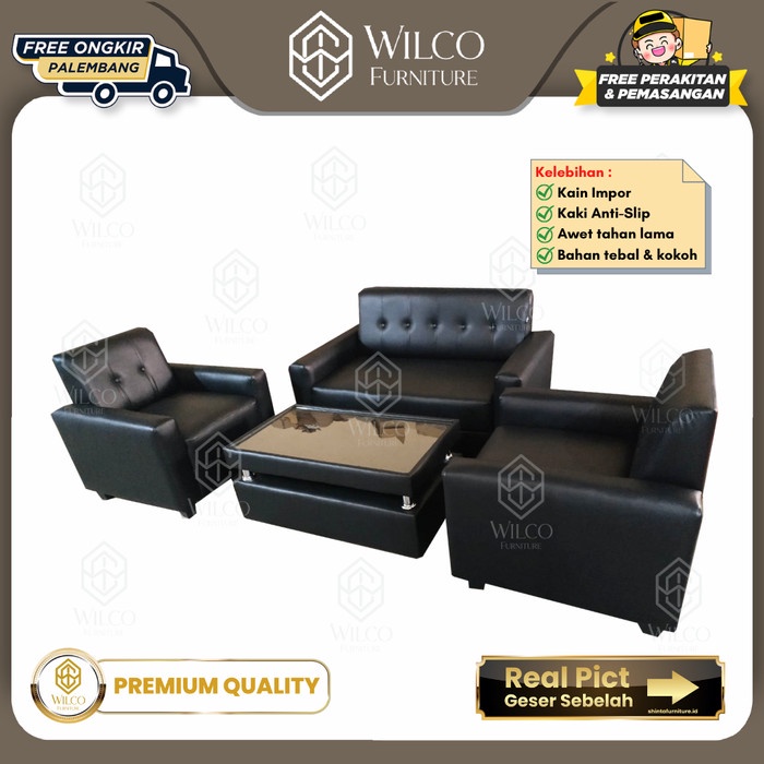 Jual Sofa Living Room Motif Kancing Hitam 211 + Meja / Sofa Kantor ...