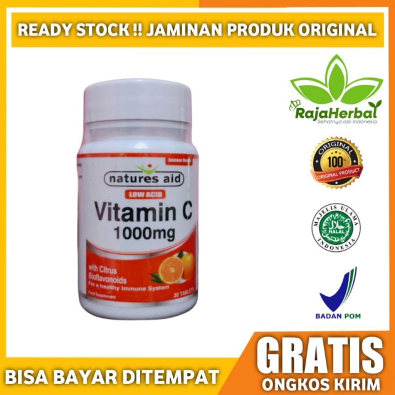 Jual (GHA)Natures Aid Vitamin C 1000mg Low Acid 30Tablets Original ...