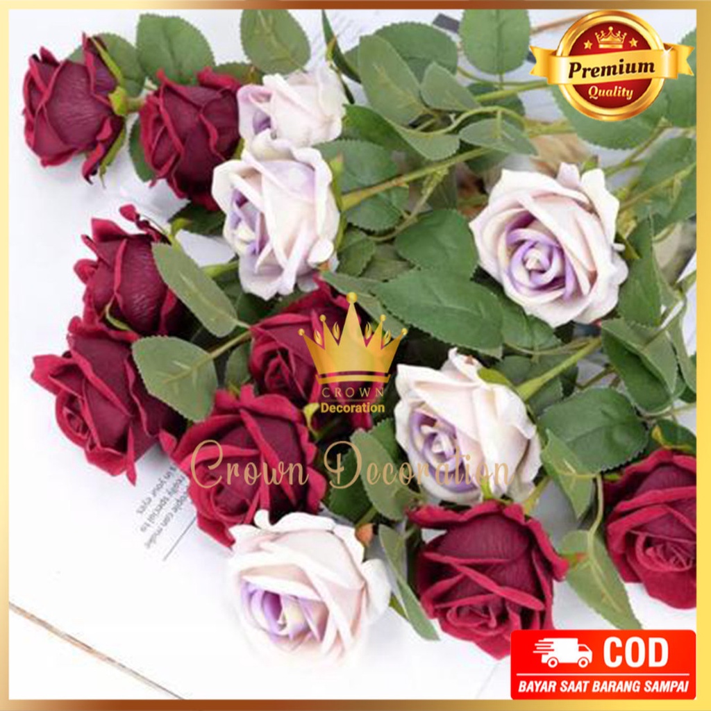 Jual Rose Bludru Panjang Tangkai 50cm Bunga Mawar Imitasi kain ...