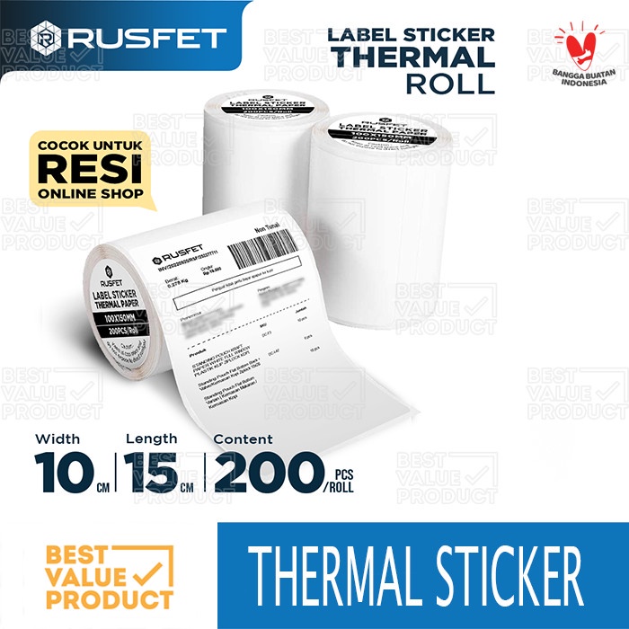Jual LABEL THERMAL PAPER A6 200 PCS KERTAS STIKER RESI BARCODE 100X150MM | Shopee Indonesia