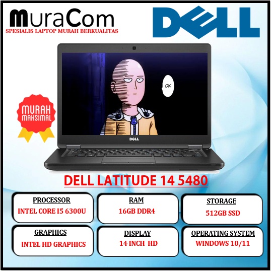 Jual PROMO LAPTOP DELL LATITUDE 5480 CORE I5 6300U RAM 16GB 512GB SSD WINDOWS 14 INCH BLACK ...