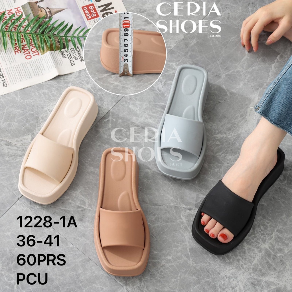 Jual PVC Sandal Slop Wedges Wanita Karet Jelly Halus Import Premium Hak ...