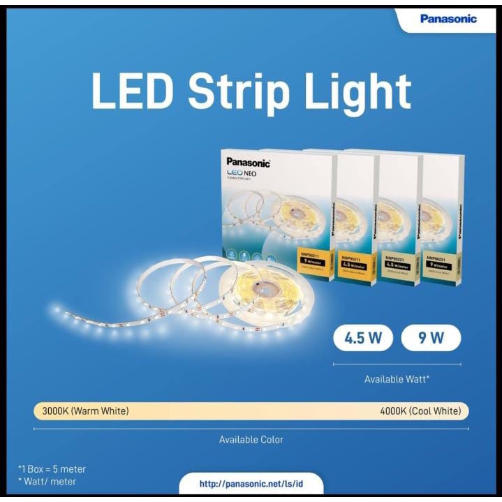 Jual LED STRIP PANASONIC 4,5 WATT - WARNA 3000 K & 4000 K - 5 METER ...