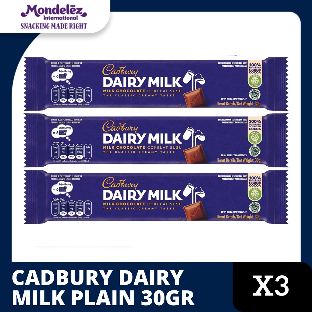 Jual Cadbury Dairy Milk Chocolate Original Regular Untuk Camilan 30g ...