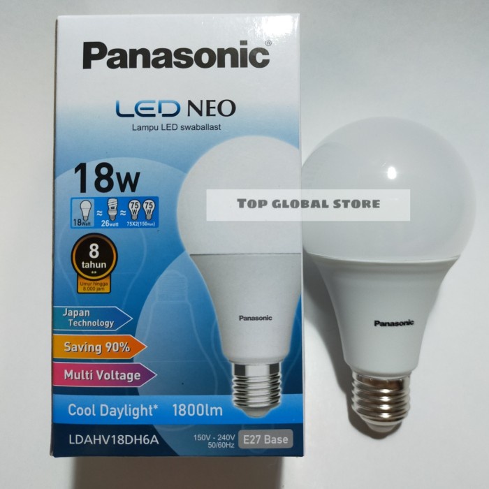 Jual Lampu LED Bulb - Bohlam Panasonic New Evo 18 Watt - Putih | Shopee ...