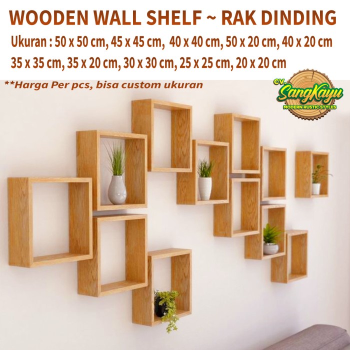 Jual Rak Dinding Kayu Rustic Unik: Wooden Wall Shelf Kotak - Ukuran 20 ...