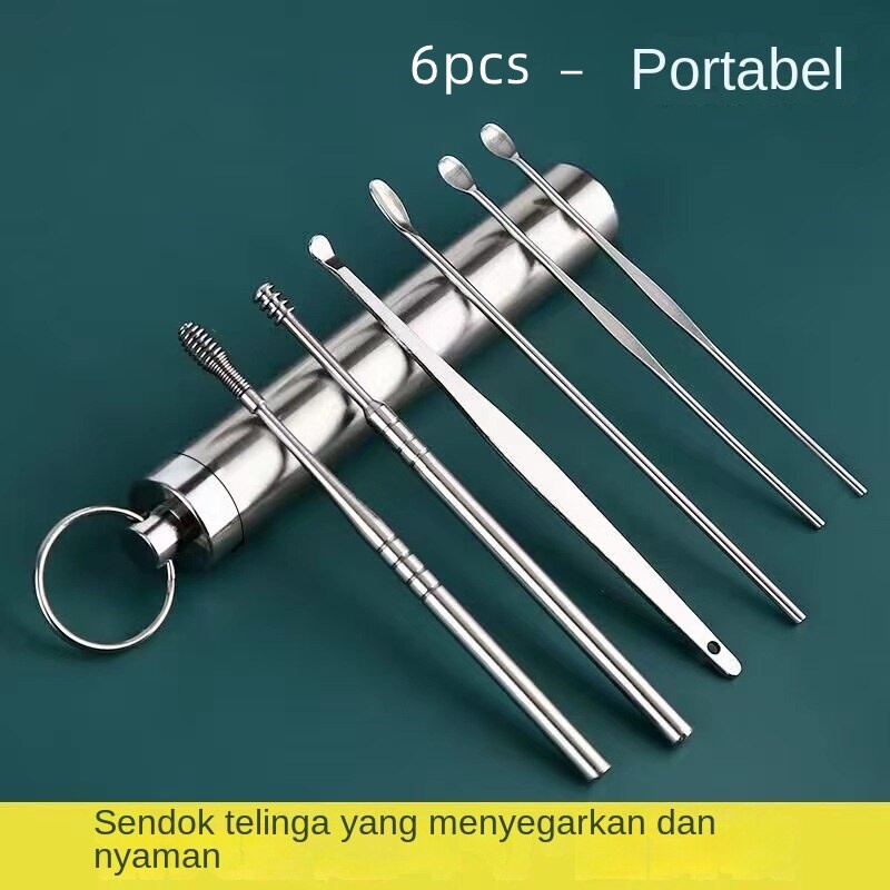Jual Ear Pick Set/Stainless Steel Ear Pick Set 6 in 1/ Ear Cleaner Set ...