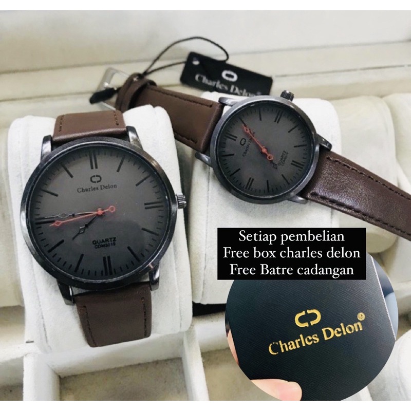 Jual JAM COUPLE CHARLES DELON ORIGINAL ANTI AIR SUDAH COUPLE | Shopee ...