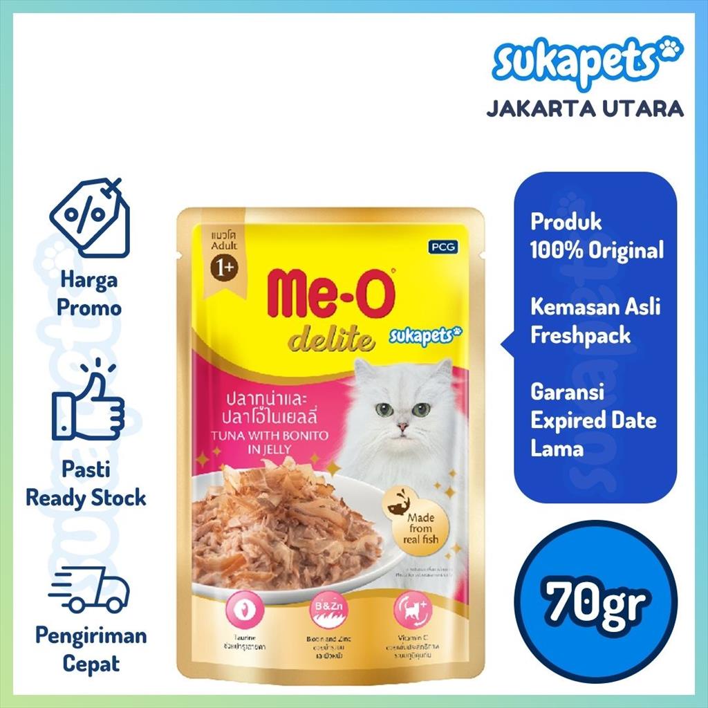 Jual Meo Delite Pouch Tuna Bonito In Jelly Makanan Kucing Basah 70gr ...