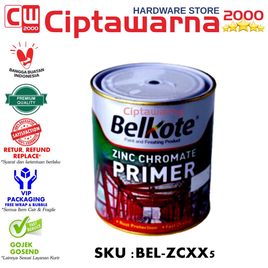 Jual Cat Zincromate Zinchcromate Zinc Chromate meni BELKOTE 5 KG Primer ...