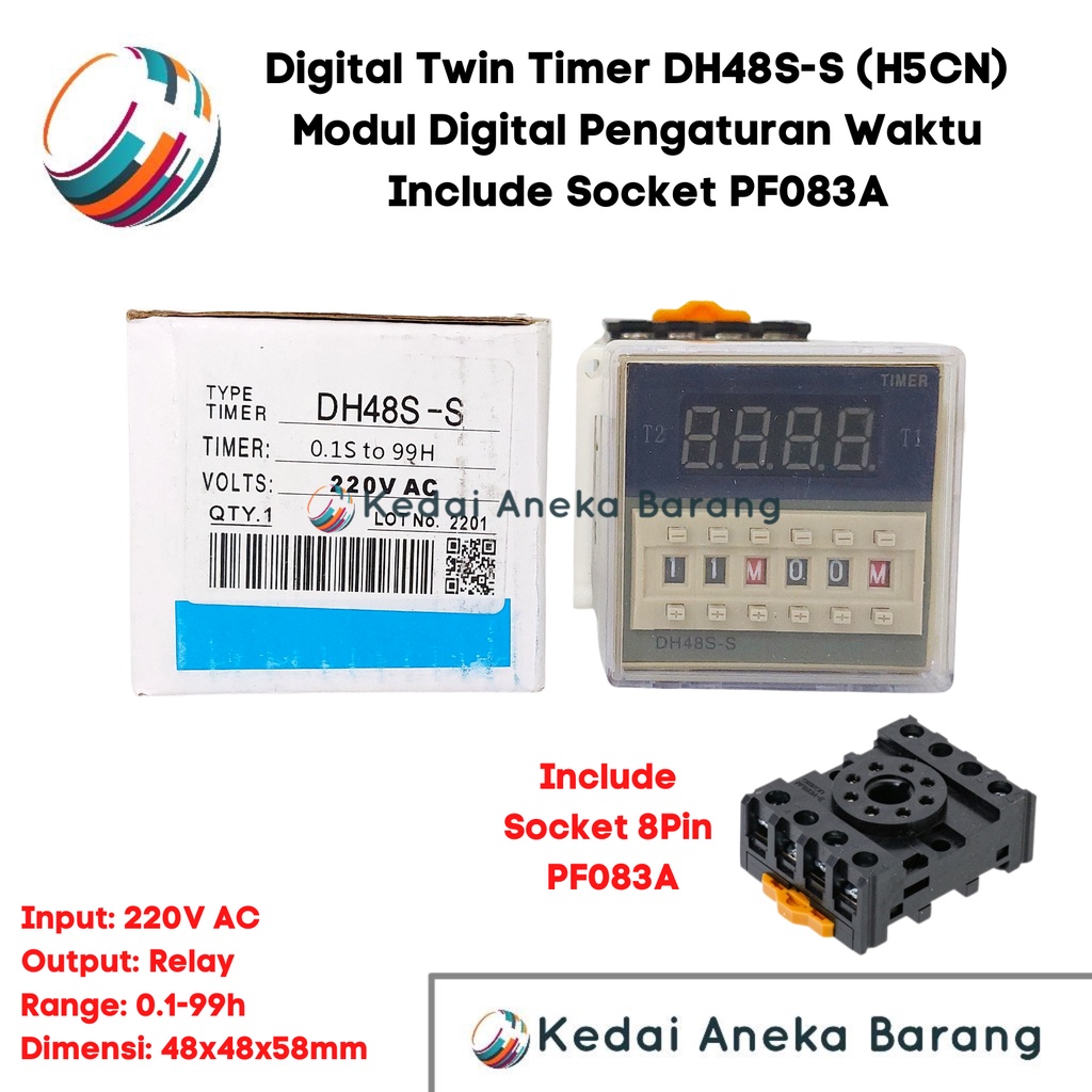 Jual Digital Twin Timer Counter Delay Relay DH48S-S DH48S S 220V AC ...