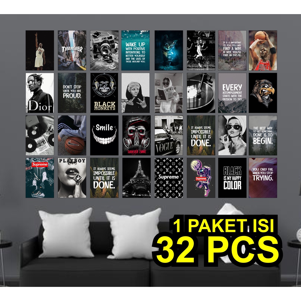 Jual Poster Aesthetic Ukuran A4/A5 Satu Paket ISI 32 pcs, Poster ...