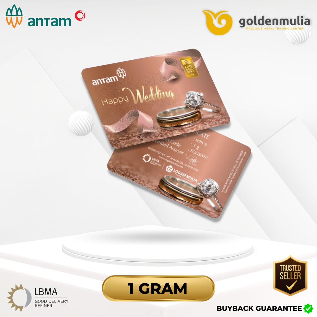 Jual Golden Mulia Logam Mulia ANTAM Gift Series Happy Wedding 1 gr ...