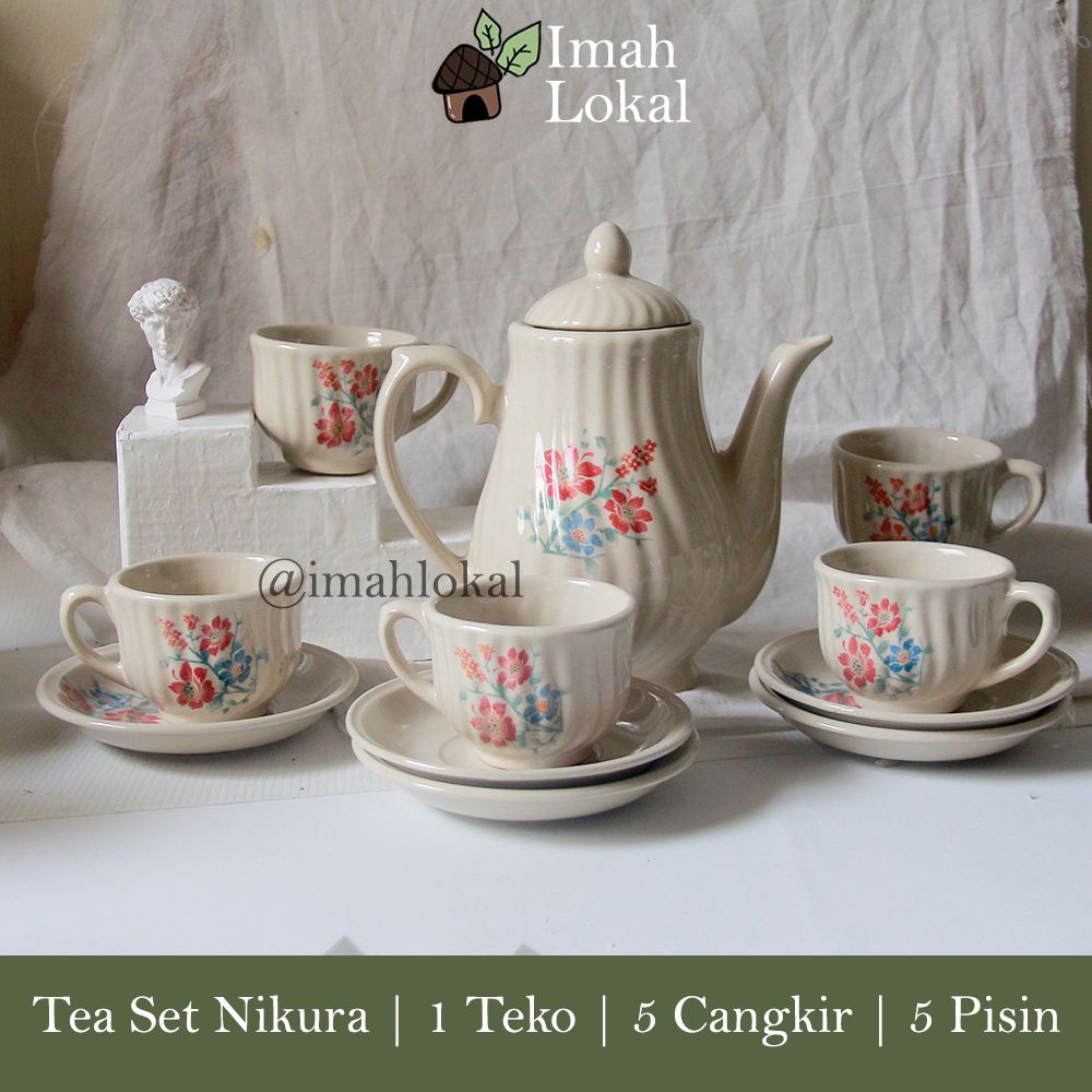 Jual Tea set Nikura | Teko Set Keramik Nikura Motif Bunga | Teko Tutup ...