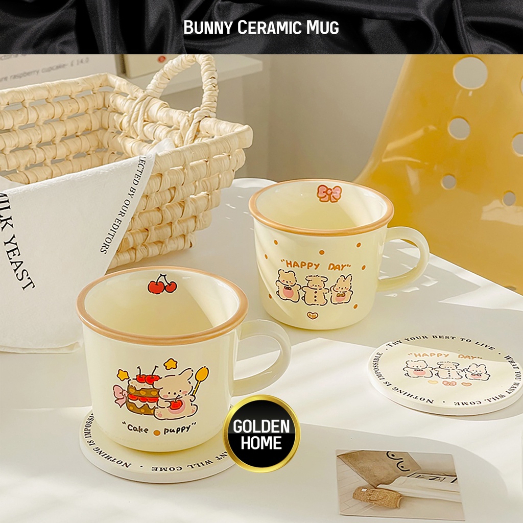 Jual GOLDEN Mug Gelas Cangkir Keramik Teh Kopi Lucu Motif Kartun ...