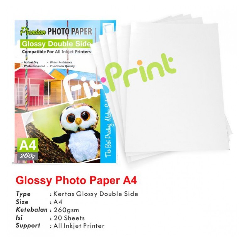 Jual Kertas Glossy Photo Paper A4 260gsm Kertas Foto Glossy A4 20 sheet ...