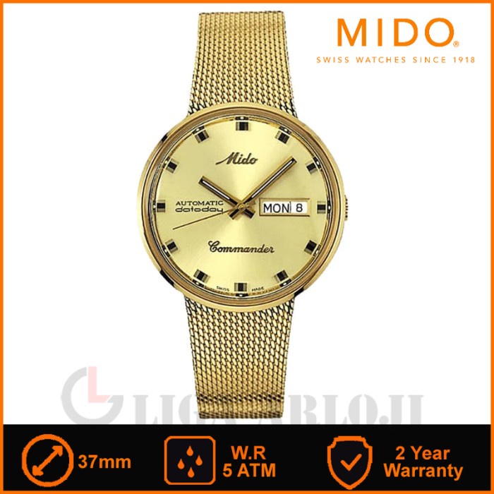 Jual MIDO M8429.3.22.13 Commander 1959 - Jam Tangan Pria - Gold ...
