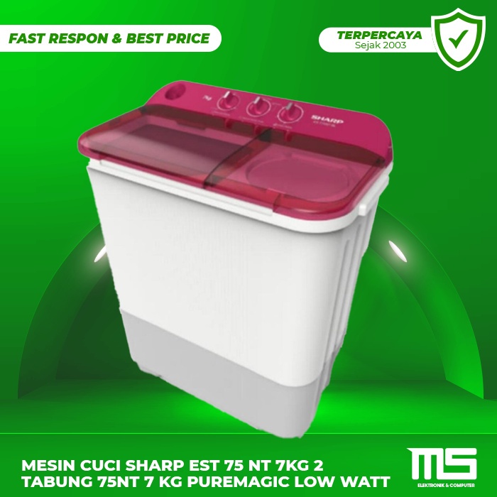 Jual MESIN CUCI SHARP EST 75 NT 7KG 2 TABUNG 75NT 7 KG PUREMAGIC LOW ...