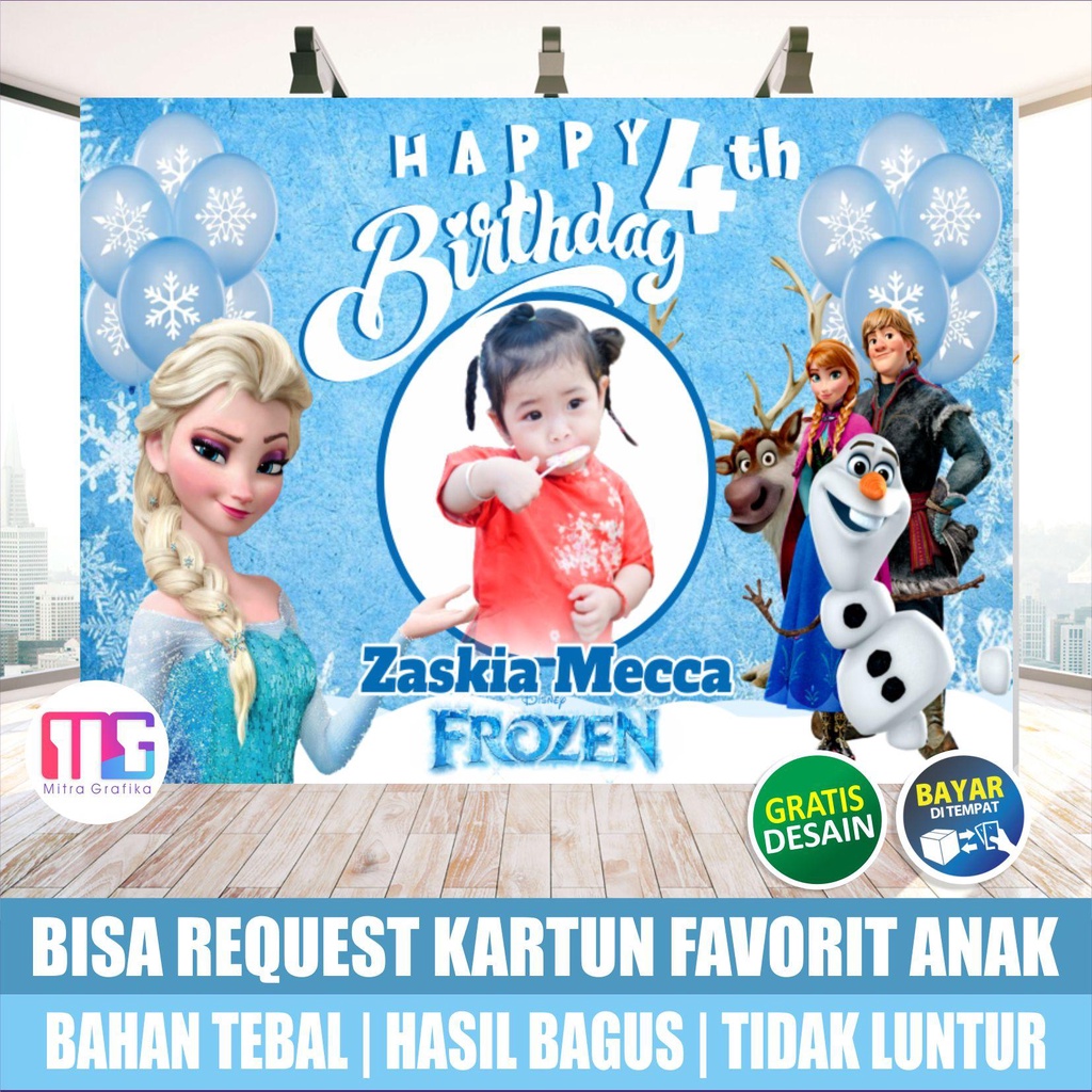 Jual Cetak Spanduk ultah anak tema frozen / banner ulang tahun anak ...