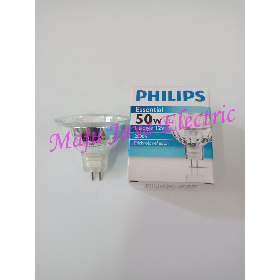Jual Lampu Philips Halogen Essential 50 W Watt Dichronic Reflector 50W ...