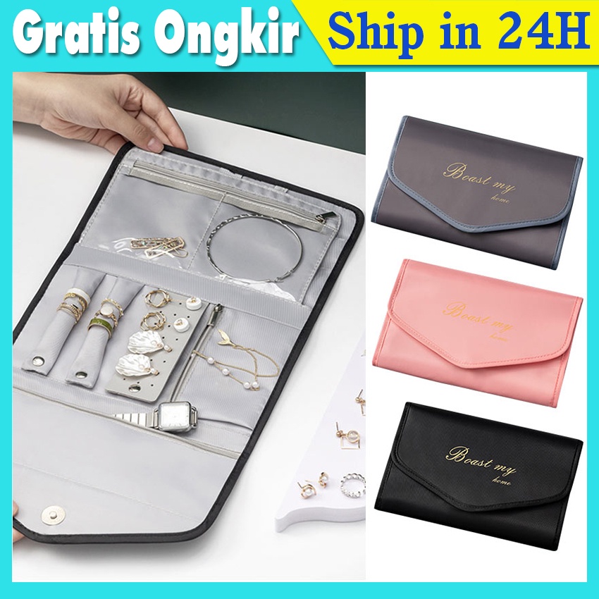 Jual Travel Design Dompet Perhiasan Solid Color Jewelry Bag Jewerly Box ...