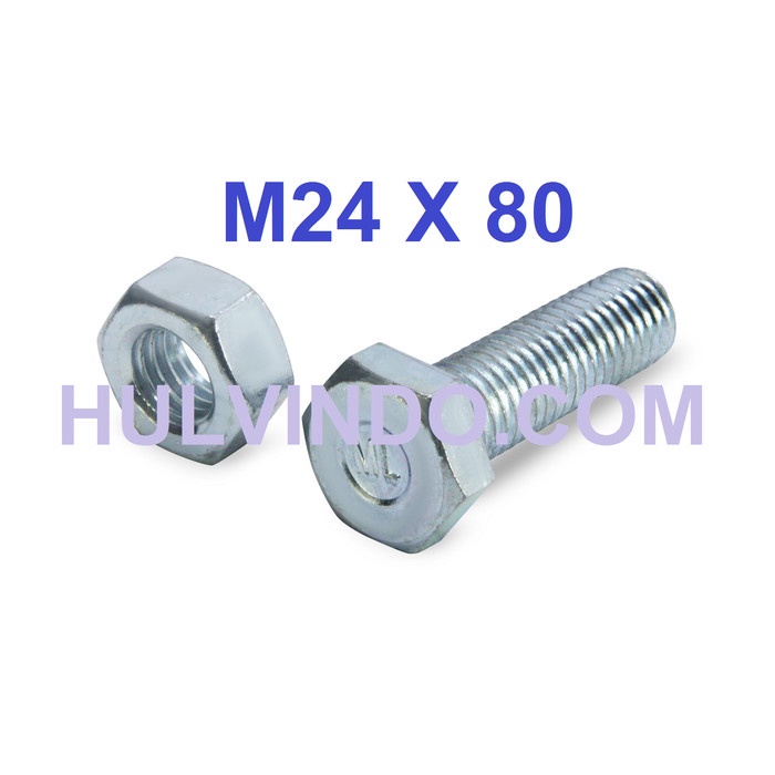 Jual BAUT MUR HEX PUTIH M24 X 80 / BMP / BAUT HEXAGON / BOLT NUT / STAINLESS SS304 / CHROME ...