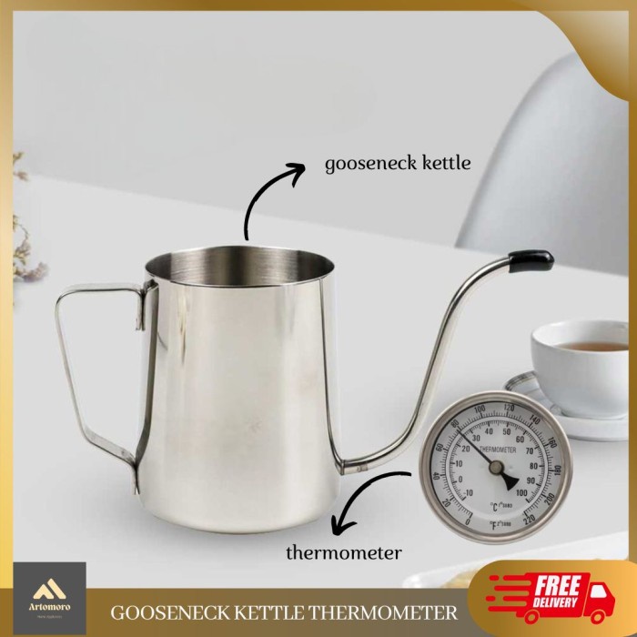 Jual kettle teko leher angsa kopi gooseneck kettle with thermometer 350 ...