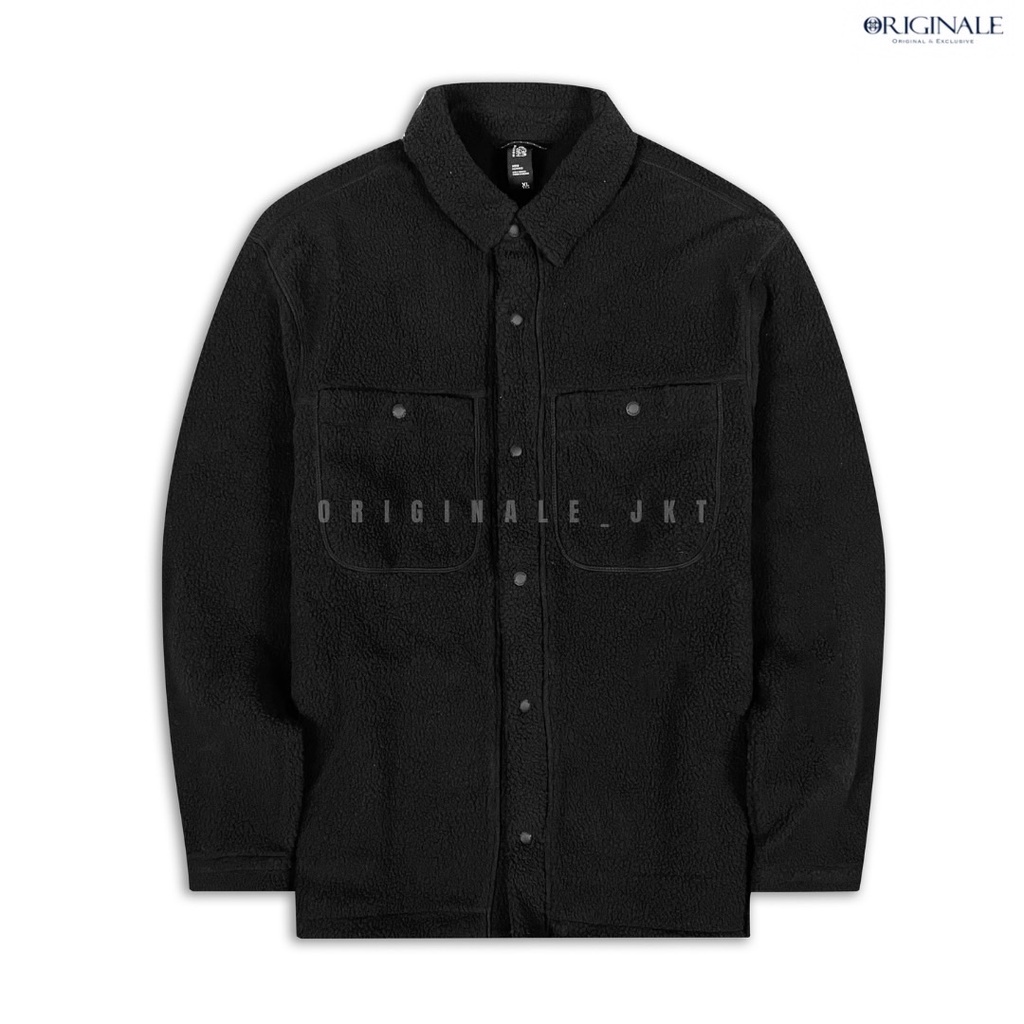 Jual Jaket Pria Sherpa Fleece Snap Button by MHW - Black | Shopee Indonesia