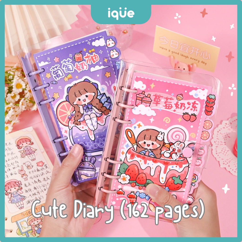 Jual 𝐈𝐐𝐔𝐄 Cute Diary Journal Korea Style Binder Diary Set Lengkap Kertas A6 Buku Catatan Harian ...