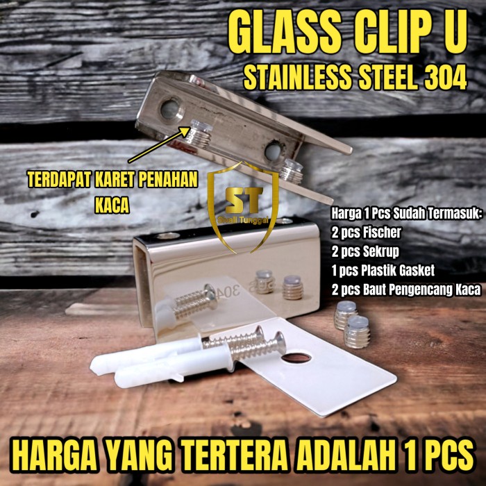 Jual GLASS CLIP U STAINLESS 304 | PENJEPIT KACA SHOWER | Shopee Indonesia