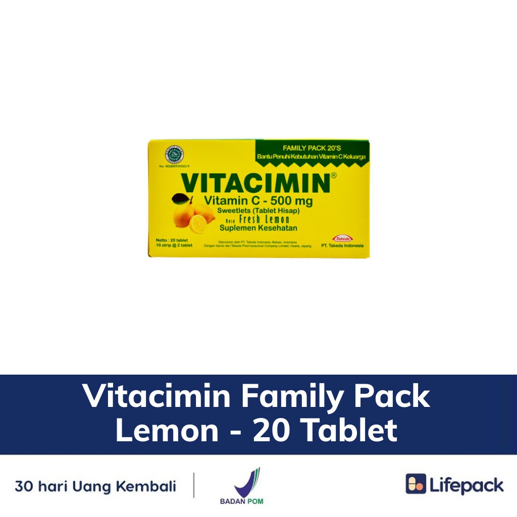 Jual Vitacimin Family Pack Lemon - 20 Tablet - LIFEPACK | Shopee Indonesia