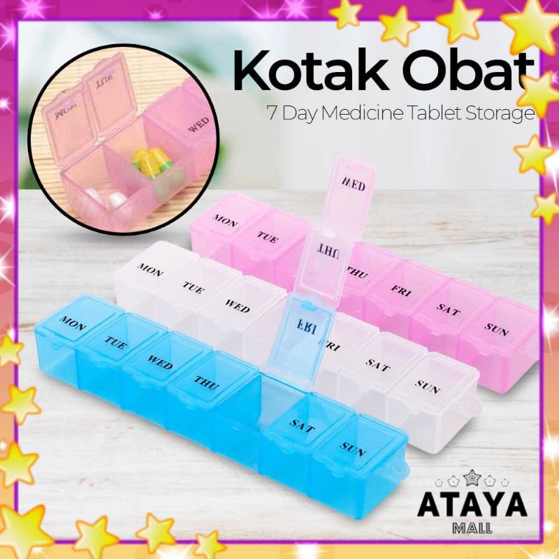 Jual Pil Box 7/Kotak Obat Harian 7 hari Grid Tempat Obat 1 Minggu Kotak ...