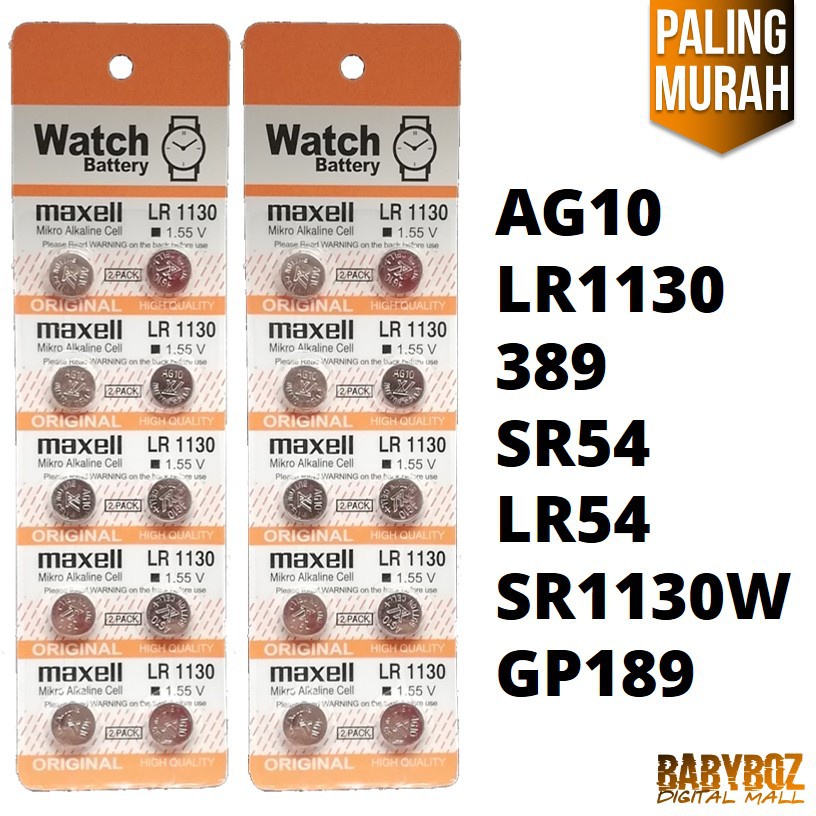 Jual BBM BATERAI KANCING CELL AG10 LR1130 389 SR54 LR54 SR1130W GP189 Battery Button Batre jam ...