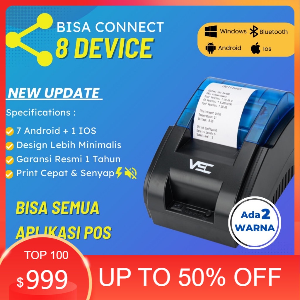 Jual PRINTER BLUETOOTH DESKTOP THERMAL KASIR VSC TM-58V - KASIR RJ11 RPP02 SUPPORT GRAB GOBIZ ...