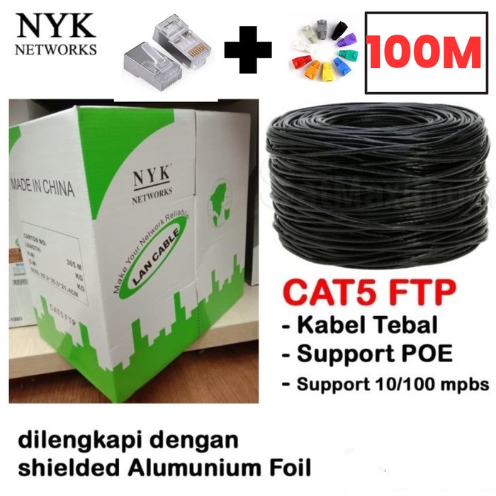 Jual Kabel Lan FTP Cat5E NYK Outdoor METERAN 100 METER | Shopee Indonesia