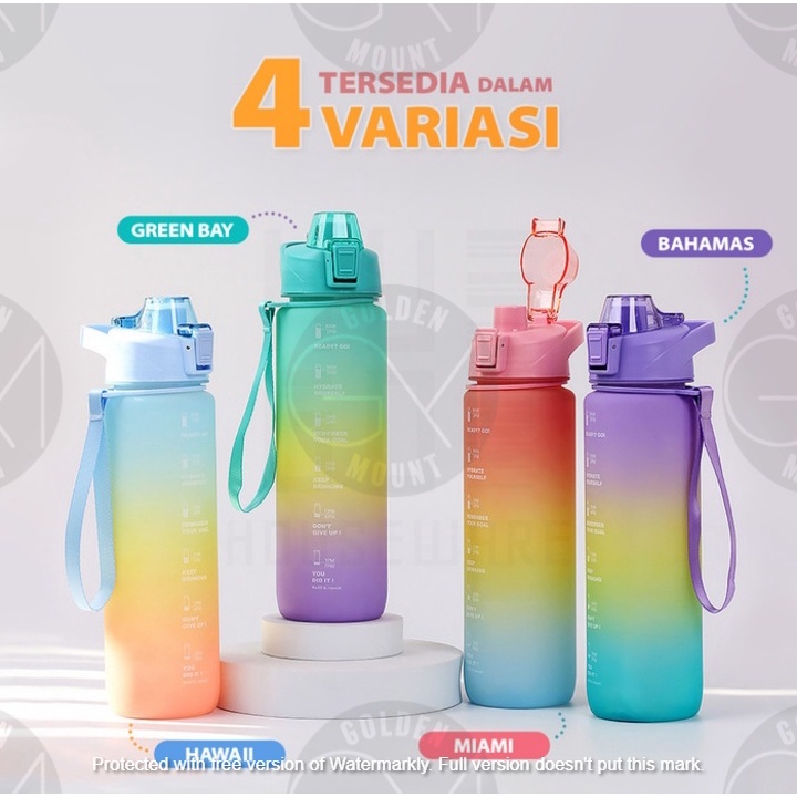 Jual Botol Minum Viral Rainbow Gradasi 1Lt Bahan Tebal | Shopee Indonesia