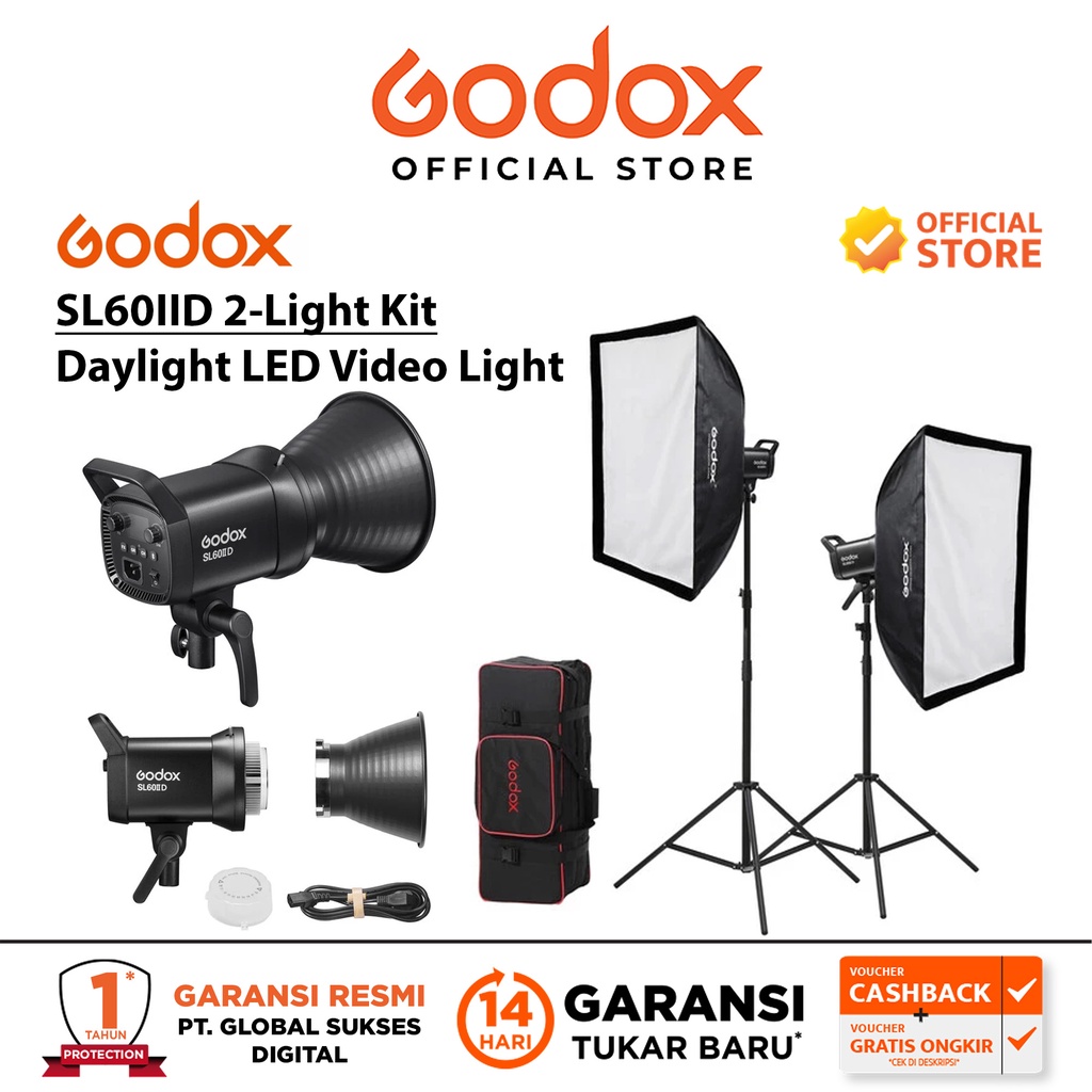 Jual Godox SL60IID Daylight LED Video Light (2-Light Kit) | Shopee ...