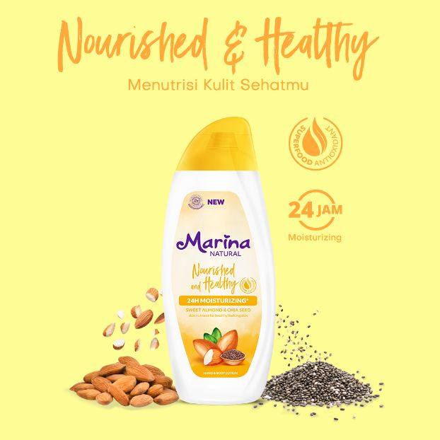 Jual Marina Hand Body Lotion Natural - Nourished Healthy 190ml | Shopee Indonesia