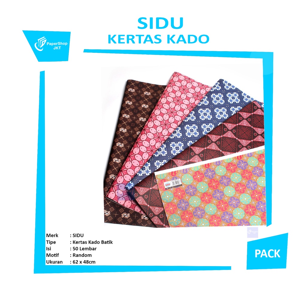 Jual SIDU - Kertas Kado Batik Perset isi 50lembar - Pack | Shopee Indonesia