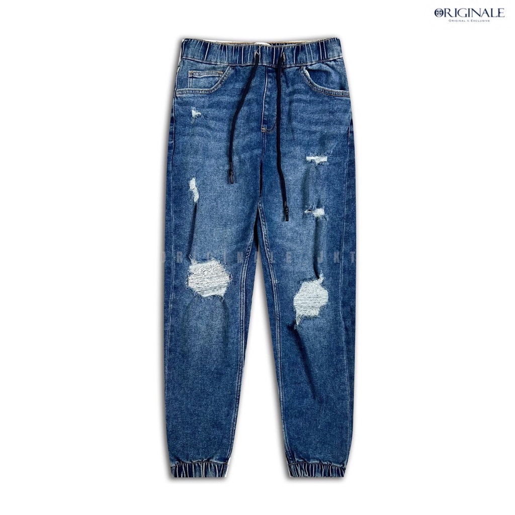 Jual Celana Ripped Jeans Pria Joggerpants Style By Bsk Mid Blue