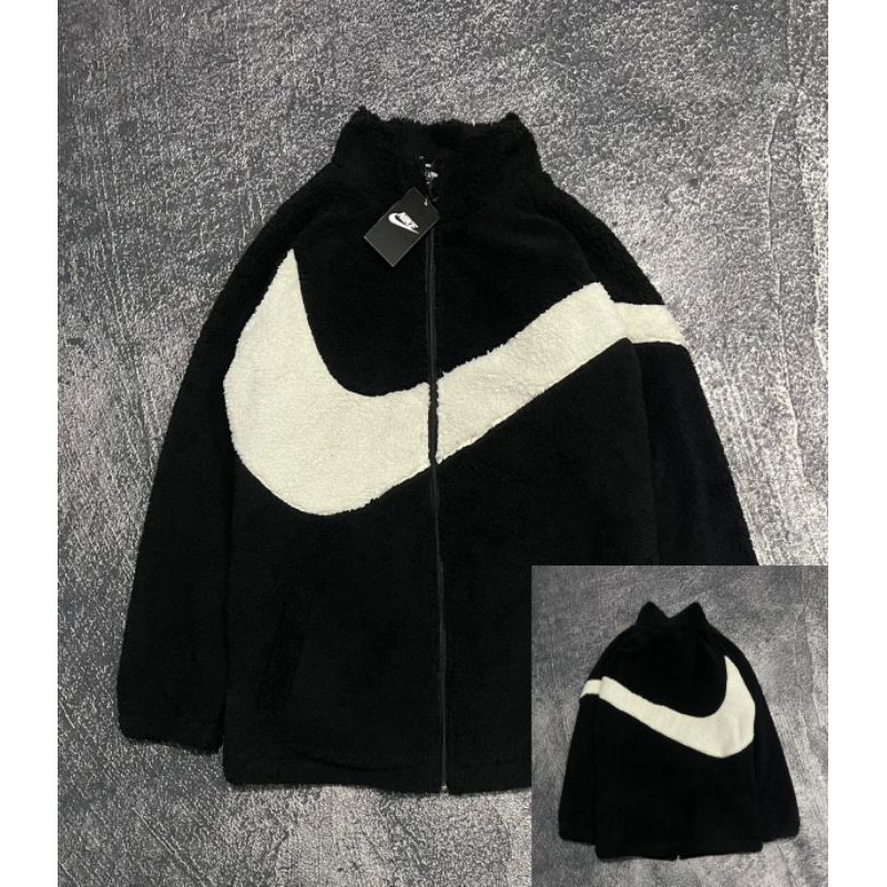 Jual READY!!! JACKET BULU SHERPA ZIPPER NIKE BIG SWOSH LOGO BORDIR FULL ...