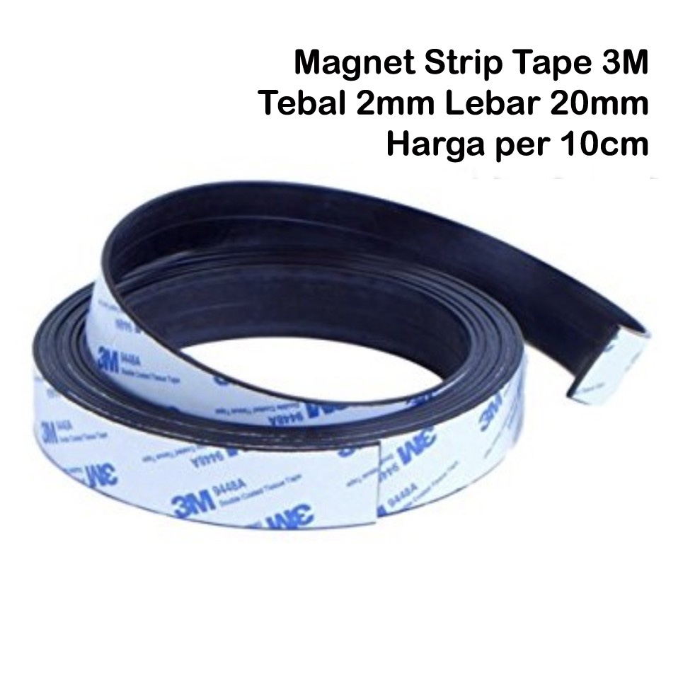 Jual Magnet Strip T2mm L20mm P10cm Lembaran Magnet Kulkas Dobel Tape 3M ...