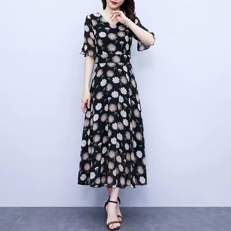 Jual 2024 Gaun sifon bunga baru/rok pantai ukuran besar | Shopee Indonesia