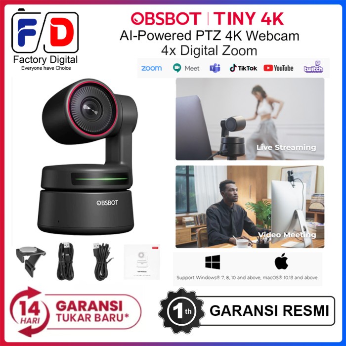 Jual OBSBOT Tiny 4K AI-Powered PTZ 4K Webcam Camera | Shopee Indonesia
