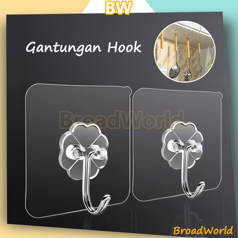 Jual Gantungan Hook Kait Tempel Dinding Transparan / Gantungan Dinding ...