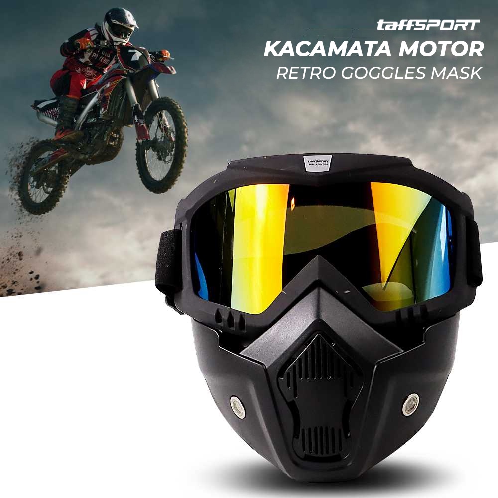 Jual Kacamata Goggles Mask Motor Retro Windproof + Masker Full Face ...